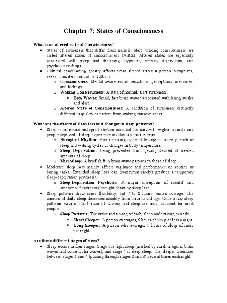 Chapter 7 - States of Consciousness | PDF | Psychoactive Drugs | Sleep