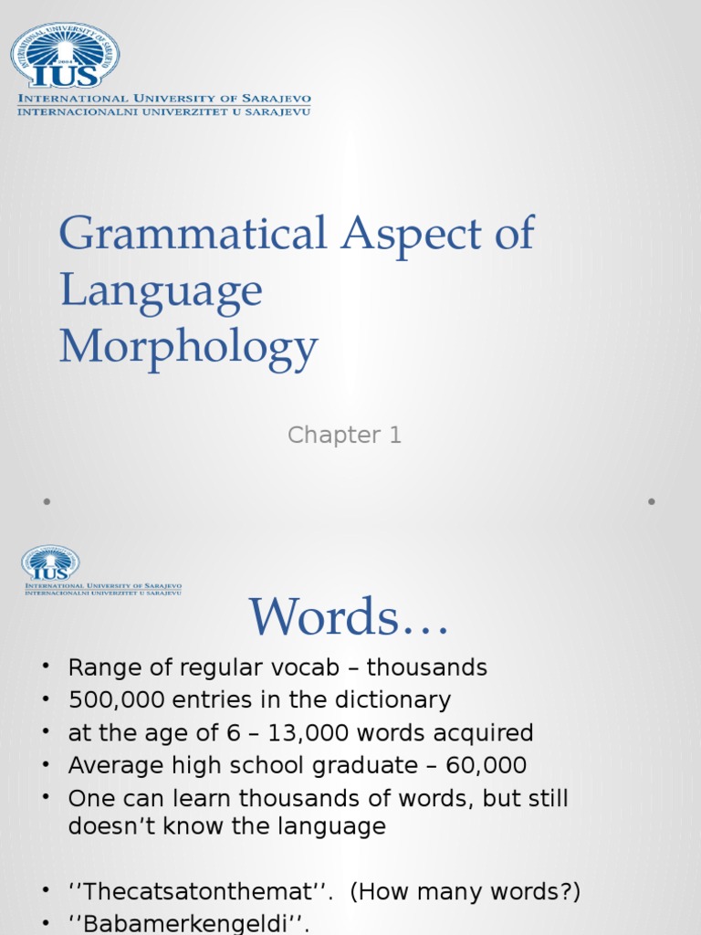 Grammatical Aspect of Language Morphology | Part Of Speech | Word