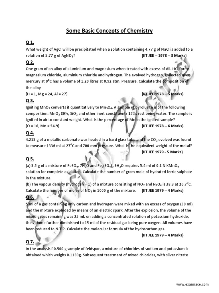 Chemistry Basics Solved Questions | PDF | Mole (Unit) | Chemical Substances