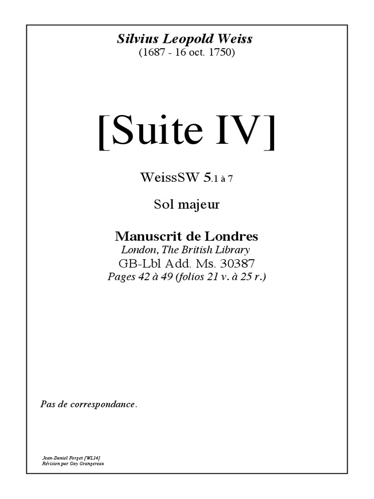 Sylvius Leopod Weiss Suite 4 Complete | PDF | Baroque | Formes musicales