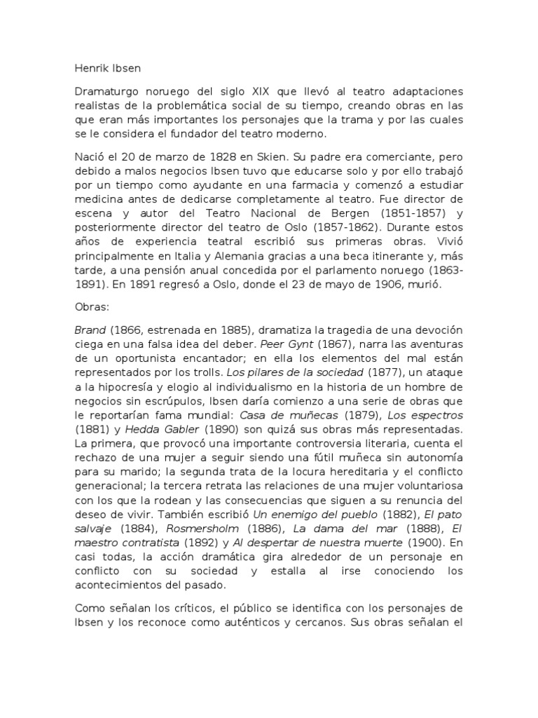 Henrik Ibsen | PDF | Henrik Ibsen | Teatro