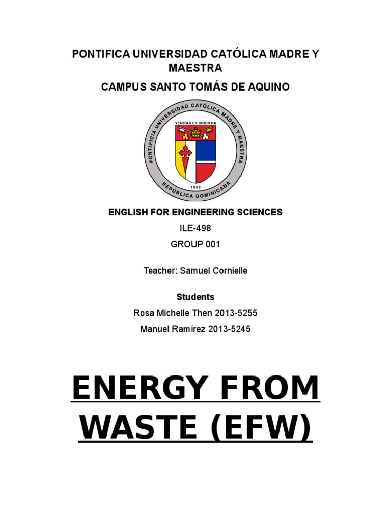 Waste To Energy Project | PDF | Incineration | Waste