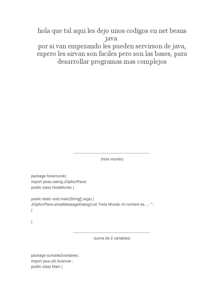 NetbeaNS cODIGOS | PDF | Java (lenguaje de programación) | Plataformas ...