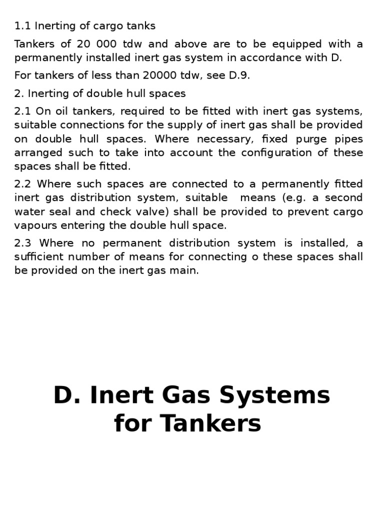 Inert Gas Presentation | PDF | Oil Tanker | Gases