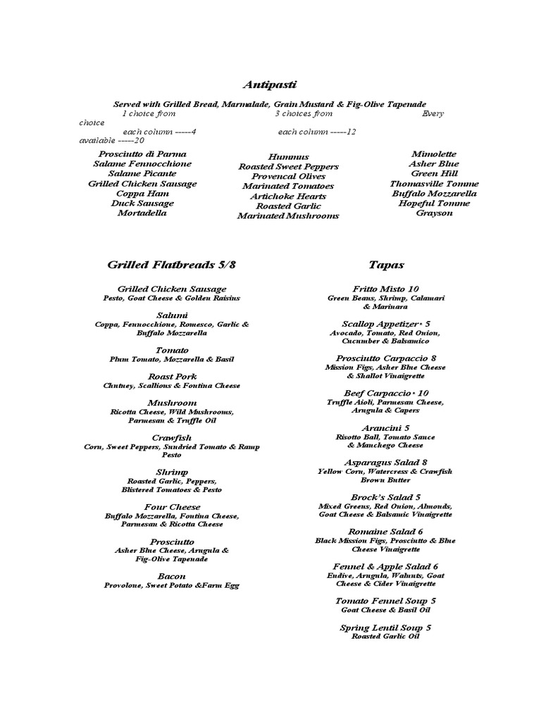 Brock's at Ross Bridge Menu | Download Free PDF | Salad | Lasagne