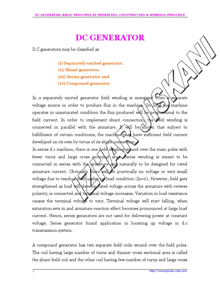 DC Generator, Basic Principle of Operation, Construction & Working ...