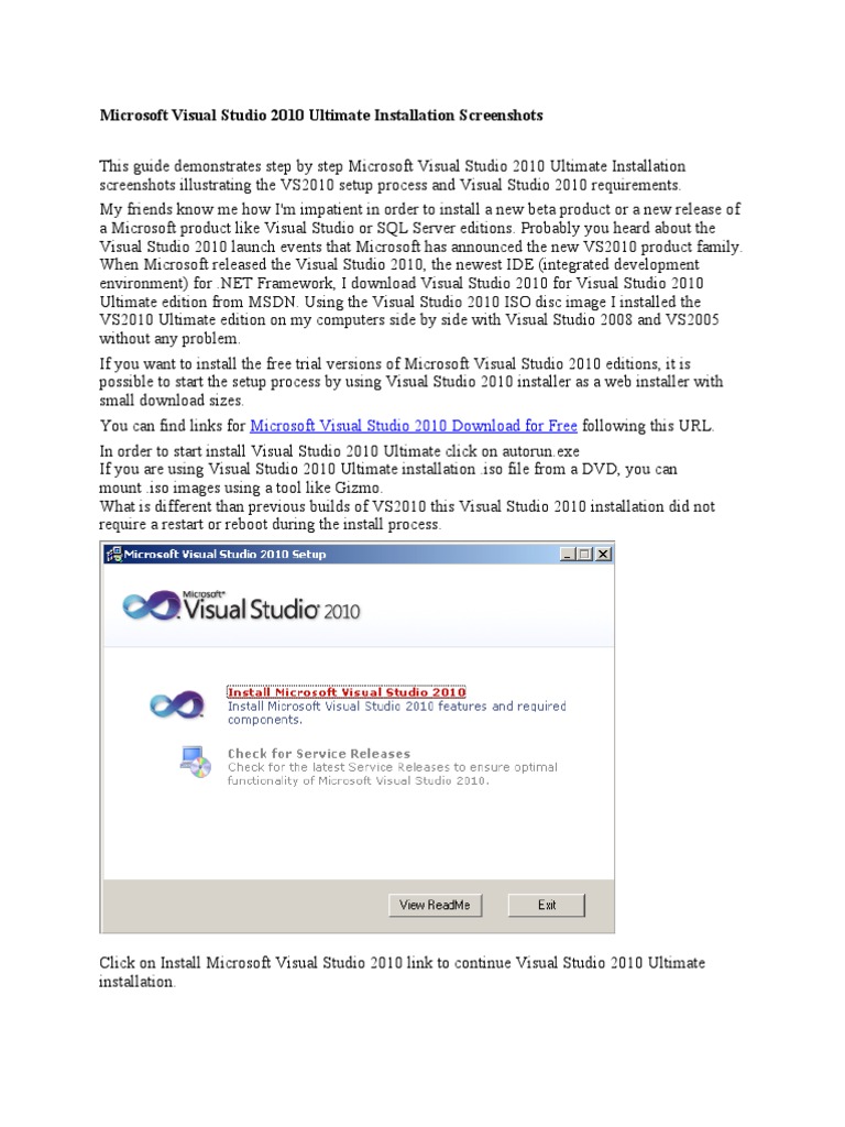 Microsoft Visual Studio 2010 Ultimate Installation Screen Shots | PDF ...