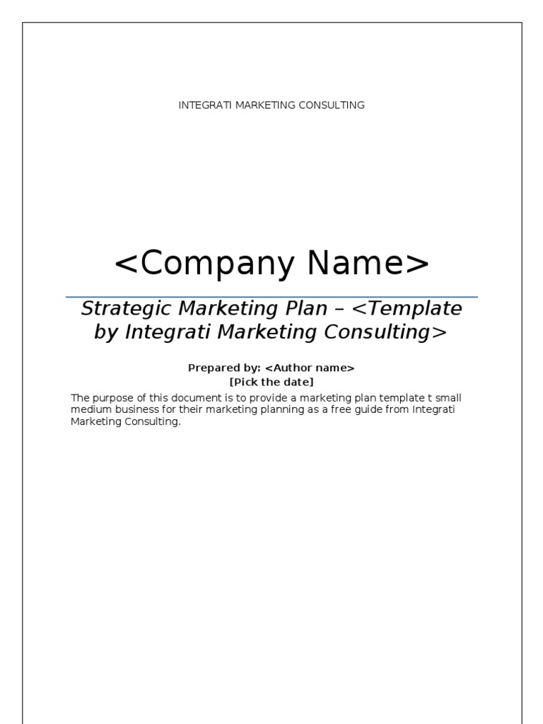 Strategic Marketing Plan - Template | PDF | Marketing Strategy | Marketing