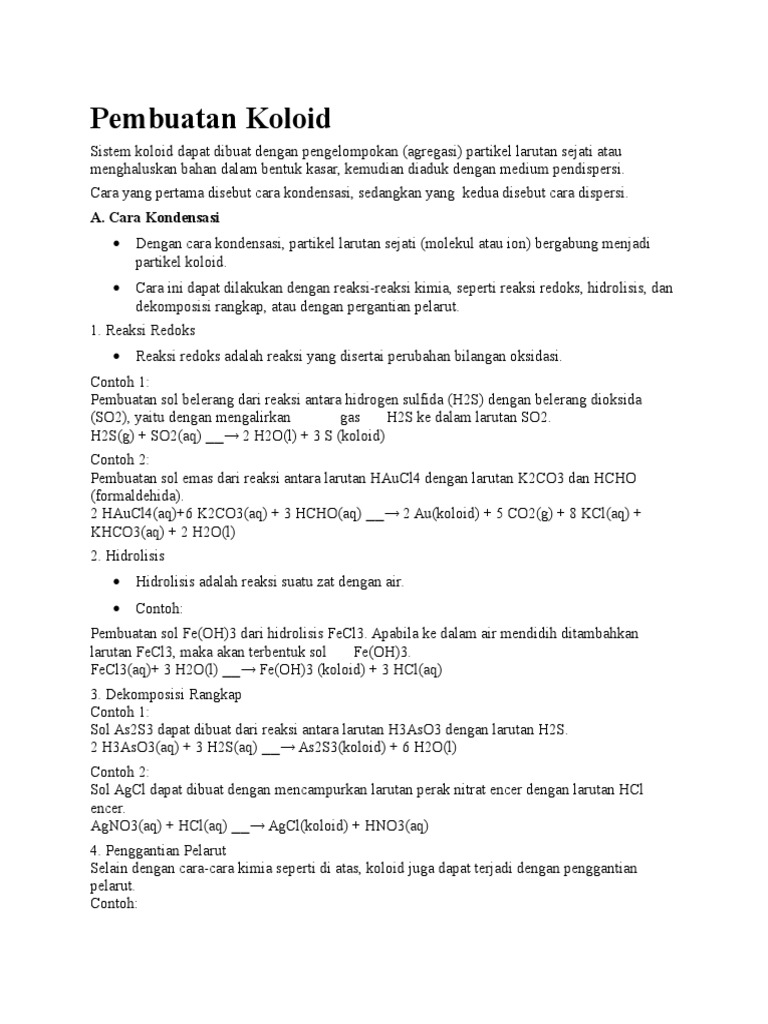 Pembuatan Koloid | PDF