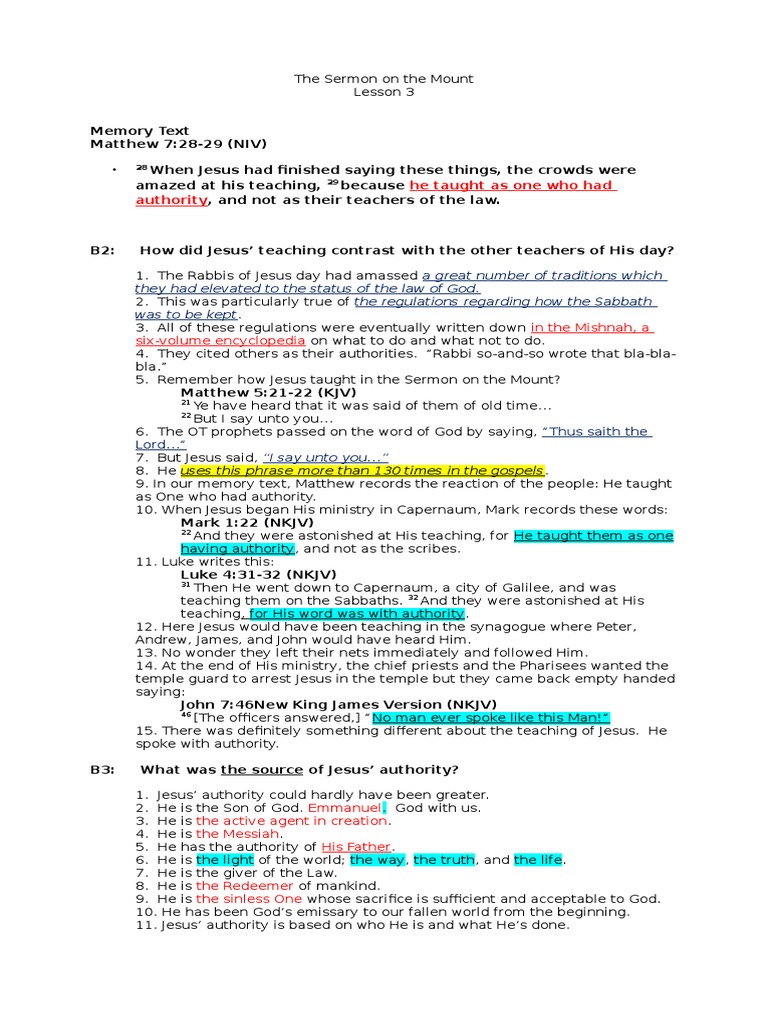 The Sermon On The Mount | PDF | Gospel Of Matthew | Sermon On The Mount