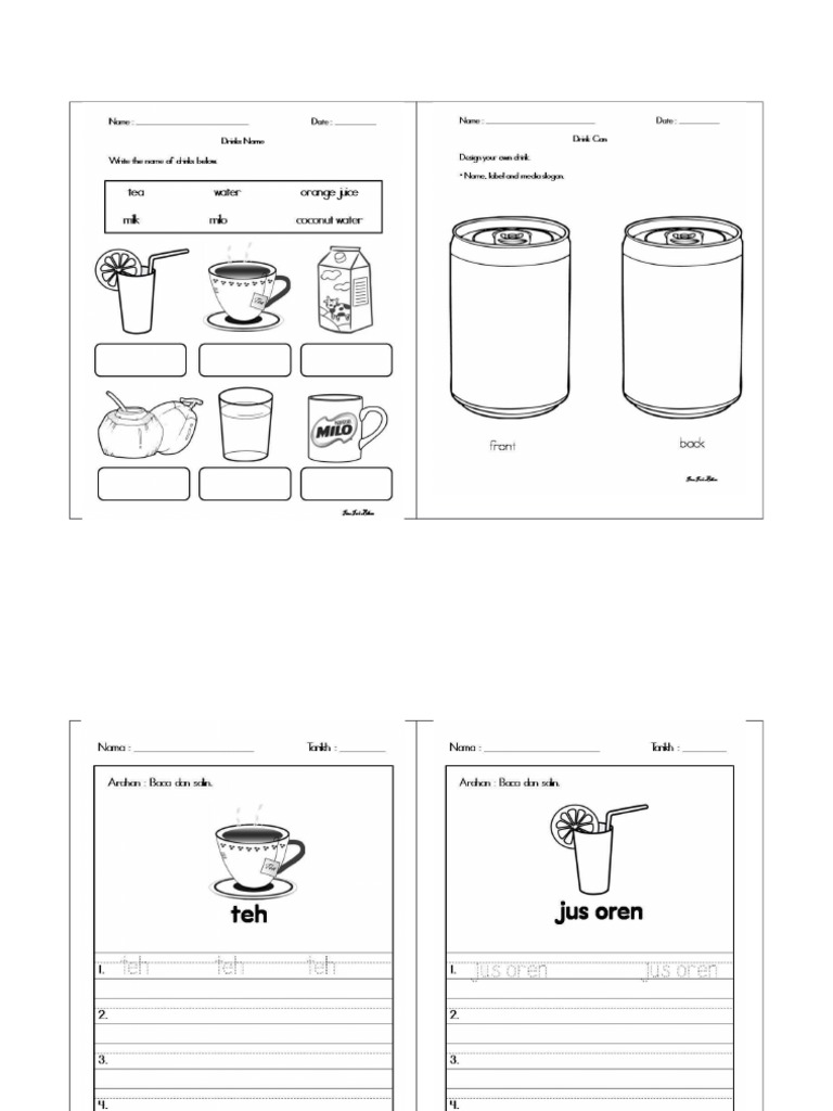 Year 2 Worksheets - Unit 6 Delicious Food | PDF