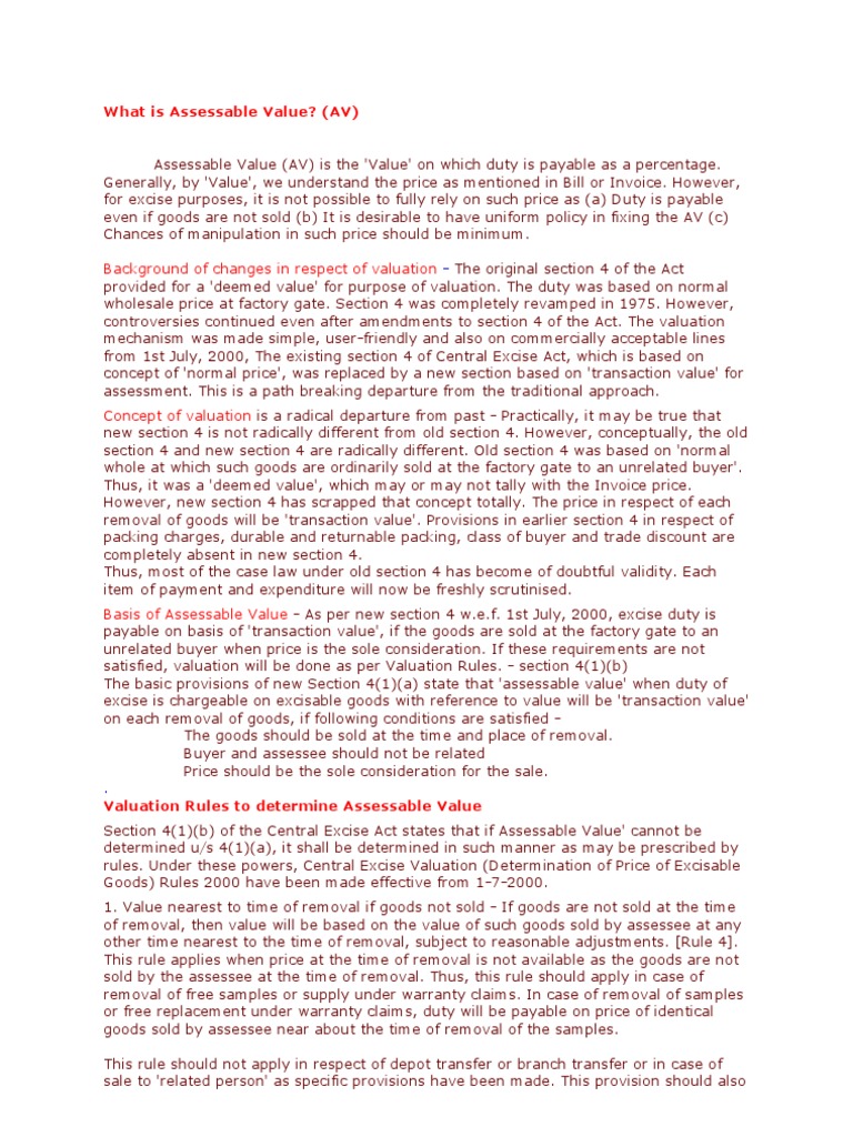 What Is Assess Able Value | PDF | Valuation (Finance) | Prices