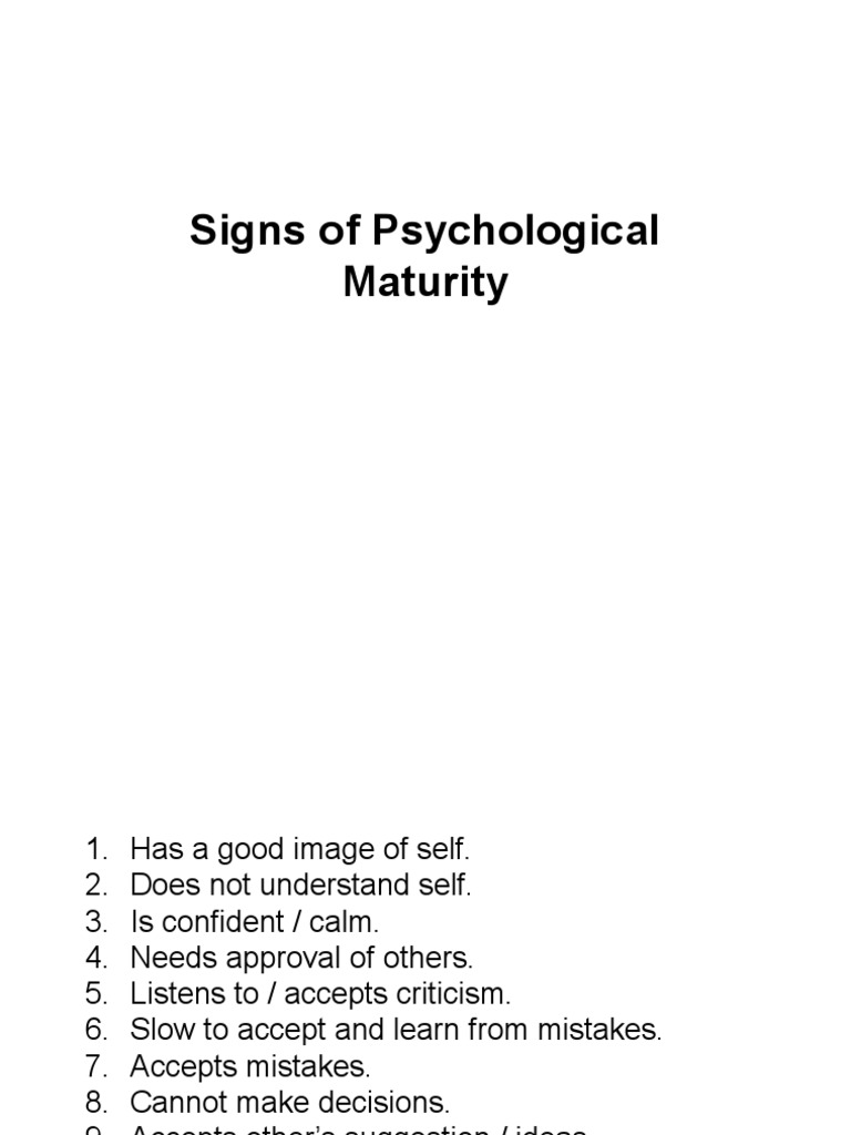 Signs of Psychological Maturity | PDF | Self | Criticism
