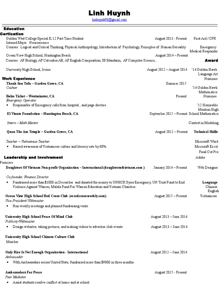 Resume 1 4 | PDF | Wellness