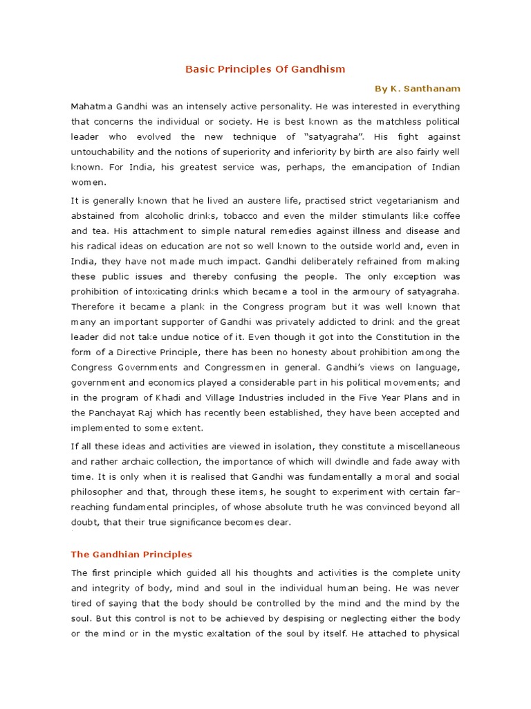 Gandhian Principles | PDF | Mahatma Gandhi | Truth