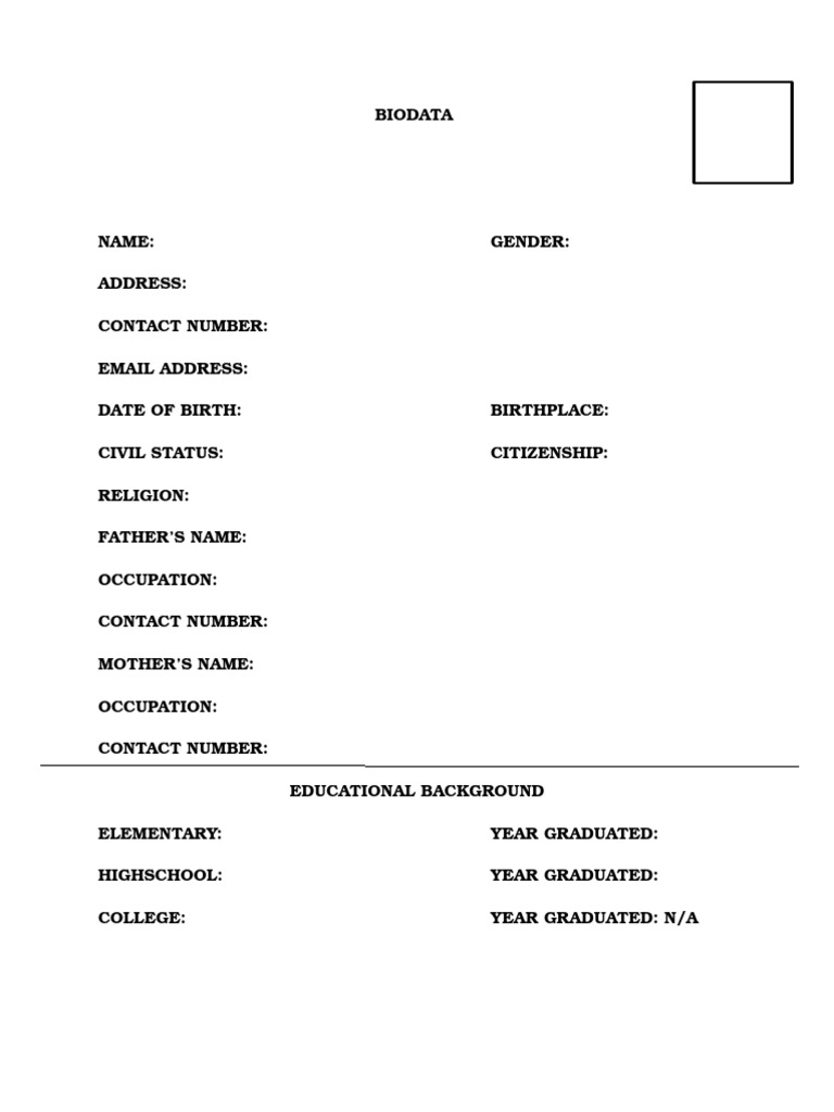 Biodata | PDF | Social Science | Lifestyle