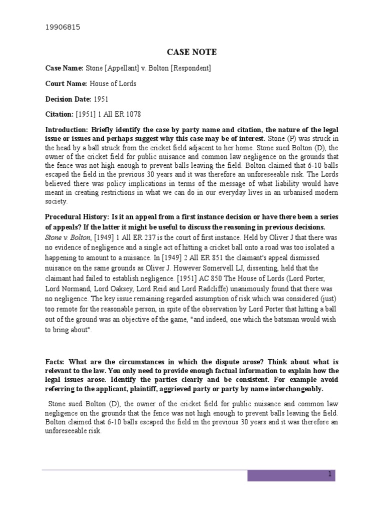 Case Note | Download Free PDF | Negligence | Evidence (Law)