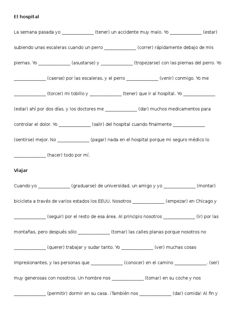 Preterite vs. Imperfect - Exercises #3 | PDF | Ocio | Entretenimiento ...