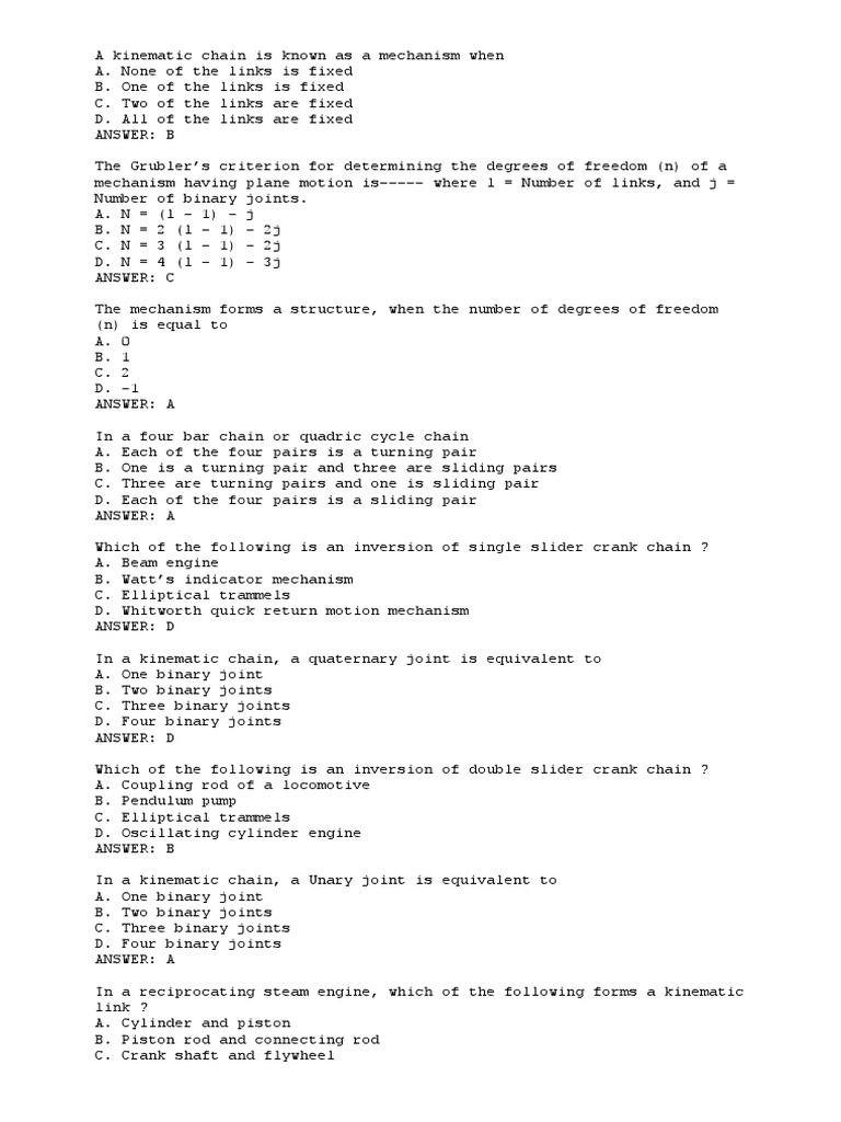 MEC 315 Quiz Answer | PDF | Propulsion | Machines