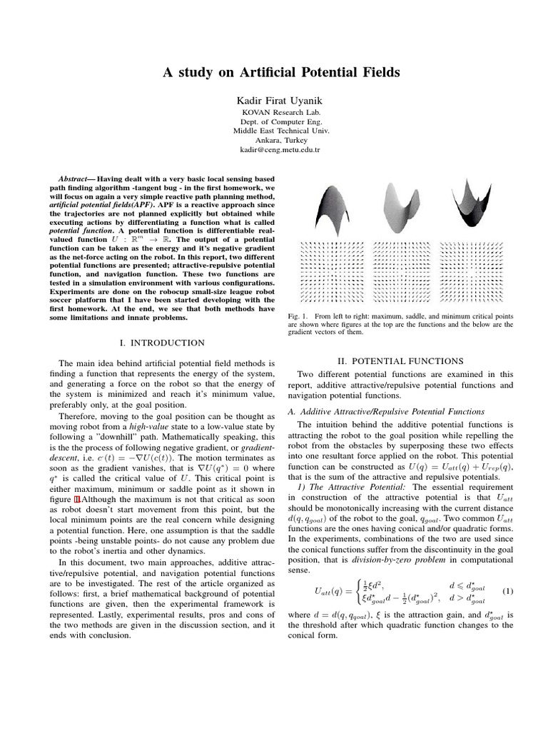 Artificial Potential Field | PDF | Maxima And Minima | Robot