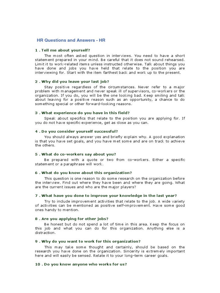 HR Questions and Answers - HR | PDF | Question | Creativity