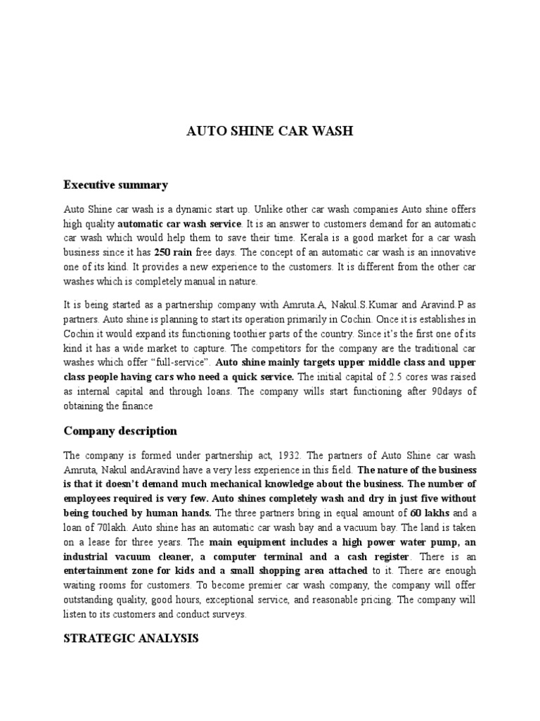 Auto Shine Car Wash | PDF | Swot Analysis | Car