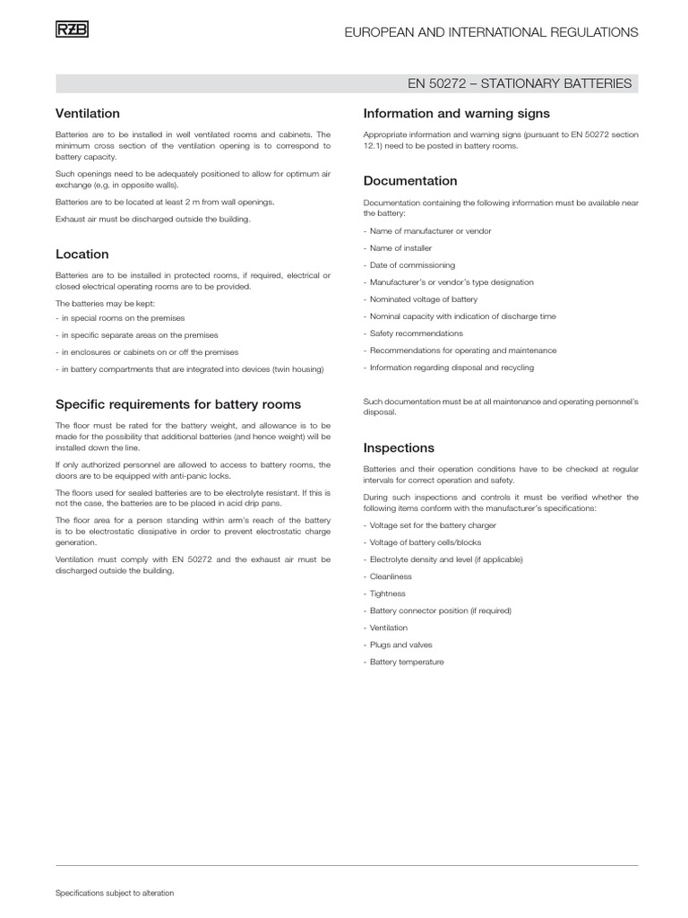 EN50272 en | PDF | Battery (Electricity) | Electrical Engineering