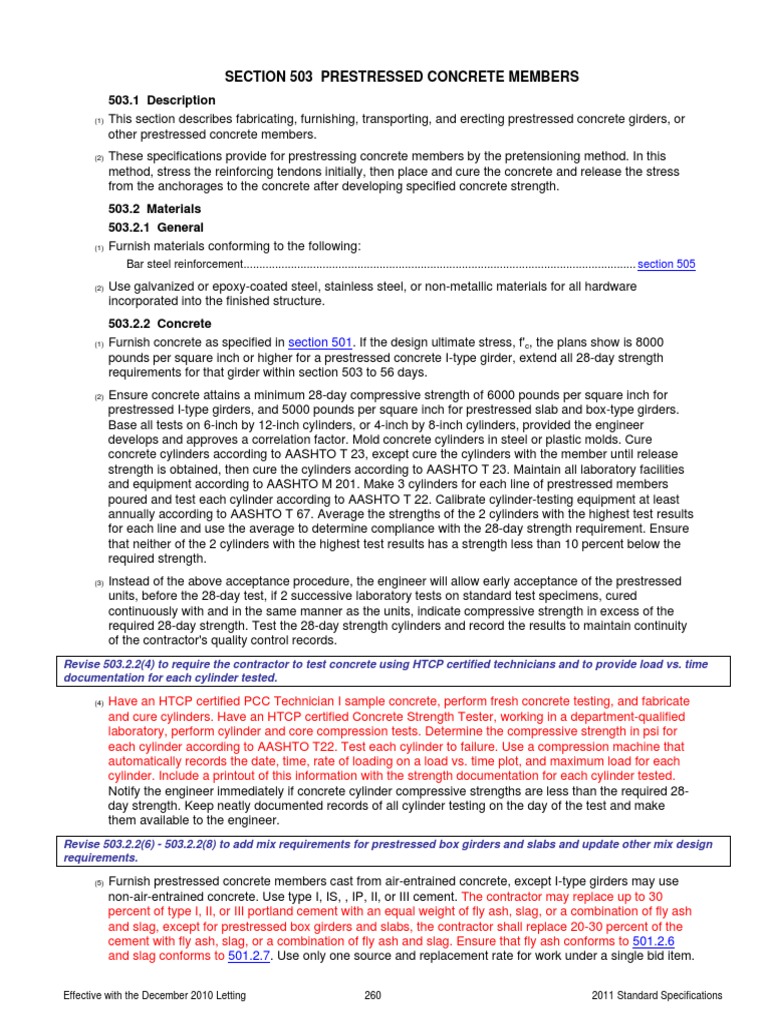 Section 503 Prestressed Concrete Members: 503.1 Description | PDF ...