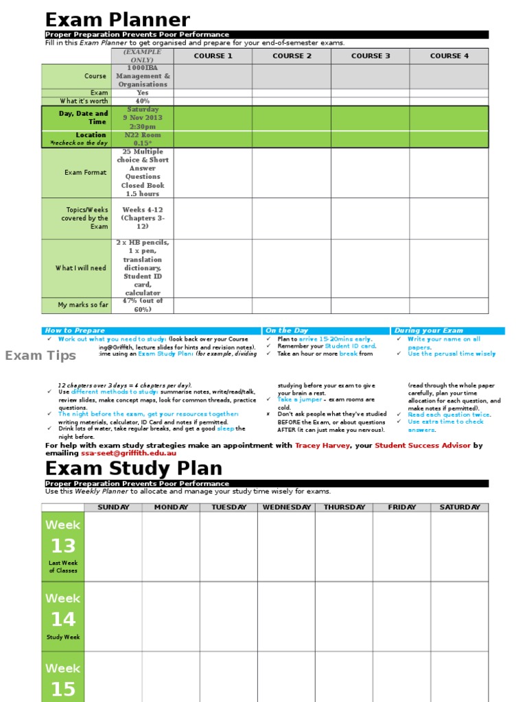 Exam Preparation Planner Guide | PDF
