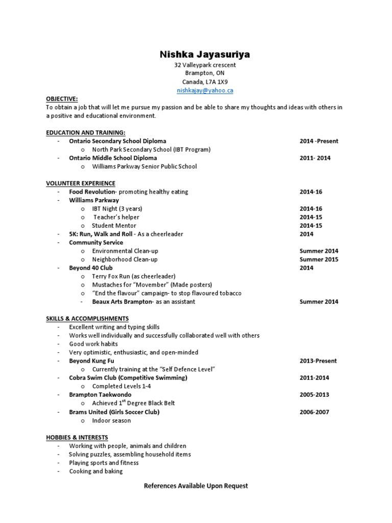 Resume of Nishka Jayasuriya | PDF