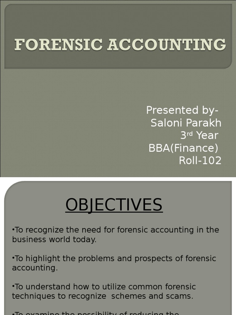 Forensic Accounting Objectives and Techniques | PDF | Accounting ...