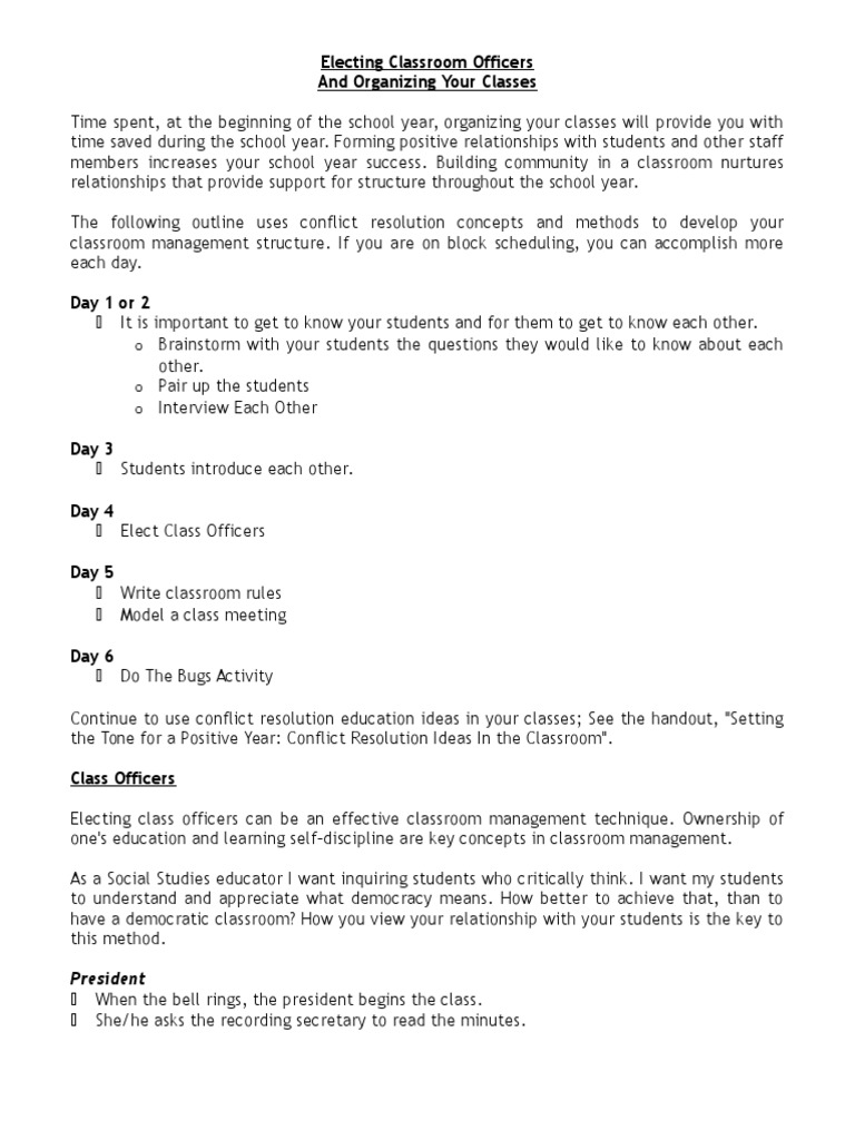 Electing Classroom Officers | Classroom Management | Classroom