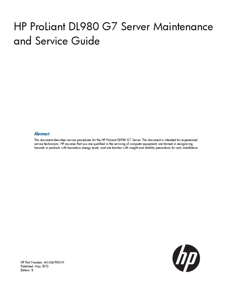 HP ProLiant DL980 G7 Server - Maintenance and Service Guide 2013-05 v8 ...
