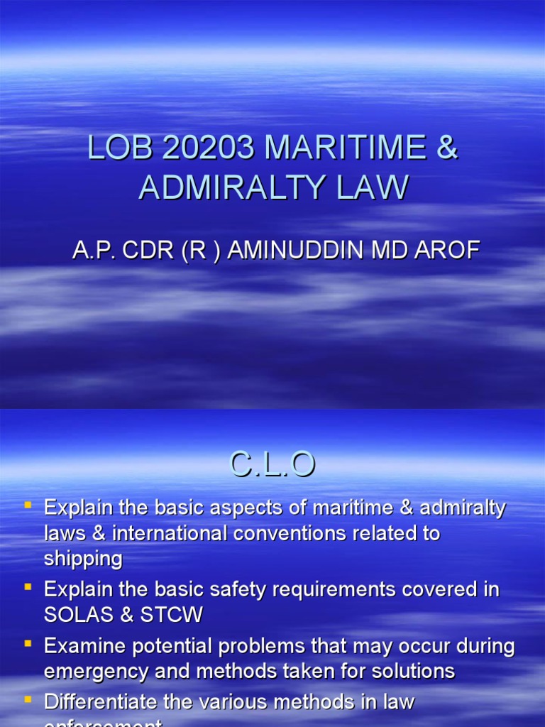 Maritime Law | PDF | Admiralty Law | Public International Law