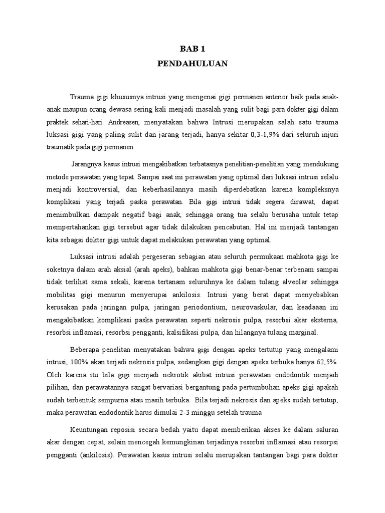 Perawatan Endodontik Setelah Perwatan Bedah Reposisi Gigi Insisif ...