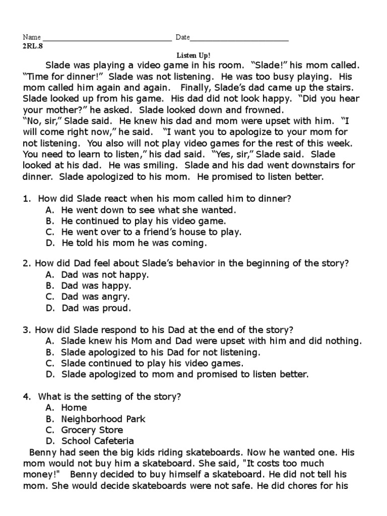 Character Setting and Structure Assessment Horace and Morris | PDF ...