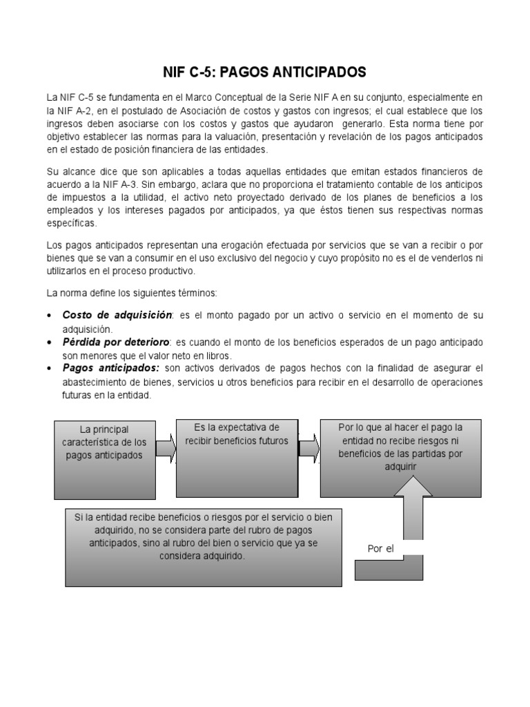 NIF C-5 Pagos Anticipados RESUMEN | Beneficio (economía) | Contabilidad
