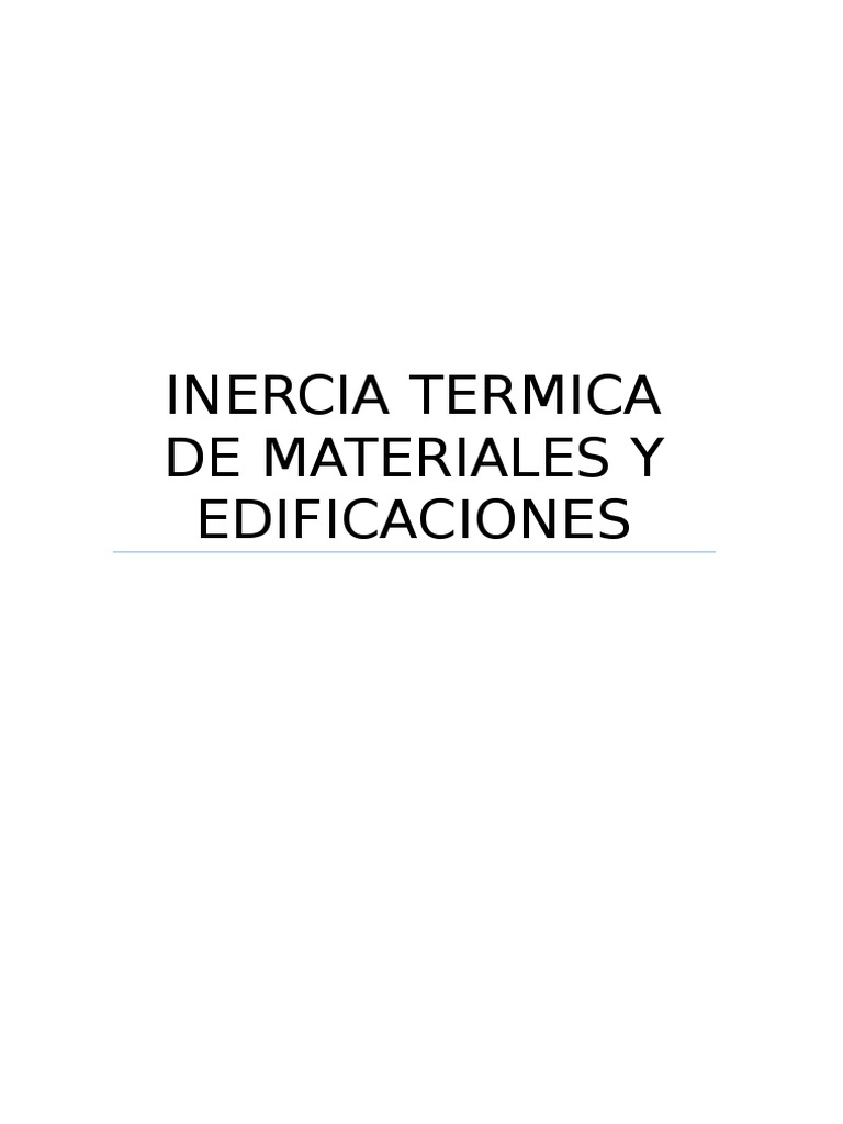 La Inercia Térmica en La Construcción de Edificios Eficientes | PDF ...