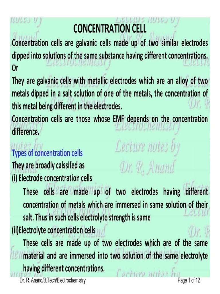 Concentration Cells | PDF