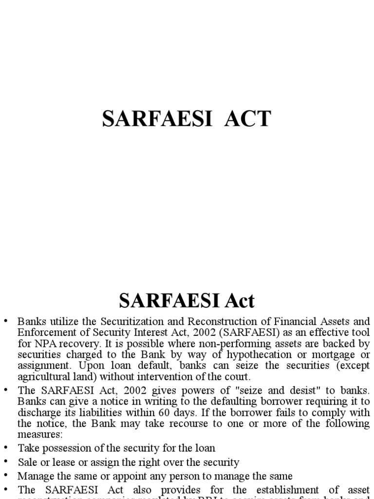 Sarfaesi Act | PDF | Securitization | Security Interest