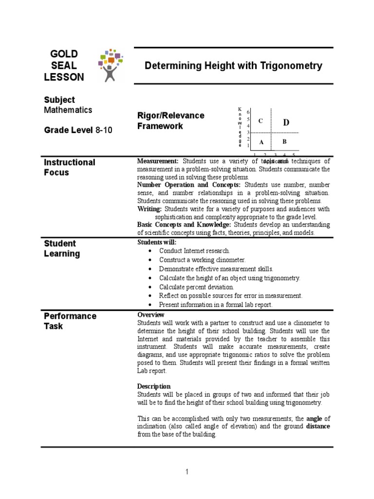 Determining Height With Trigonometry | Download Free PDF | Educational ...