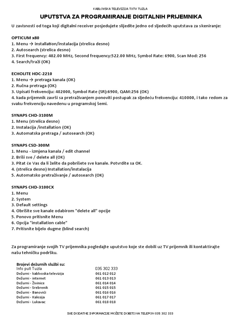 Uputstvo Za Programiranje | PDF