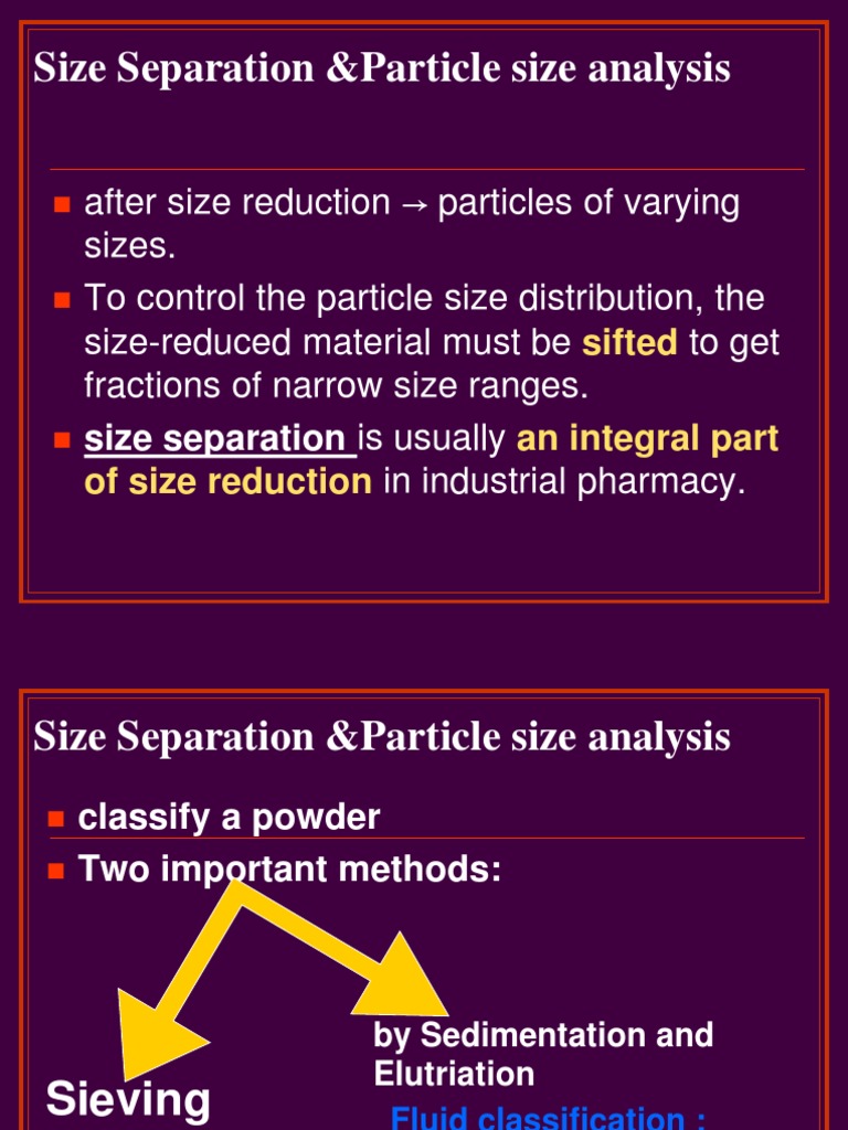 Lecture 4 SIZE Separation 2015 | Particle Size Distribution ...