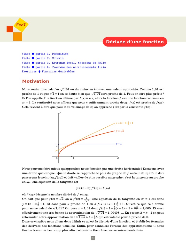 Dérivée d'une fonction : définitions et calculs | PDF | Méthodes et ...