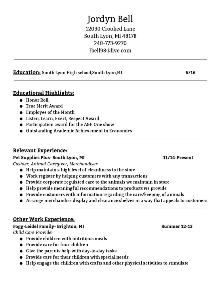 Jordyn Bell's Resume and Experience | PDF