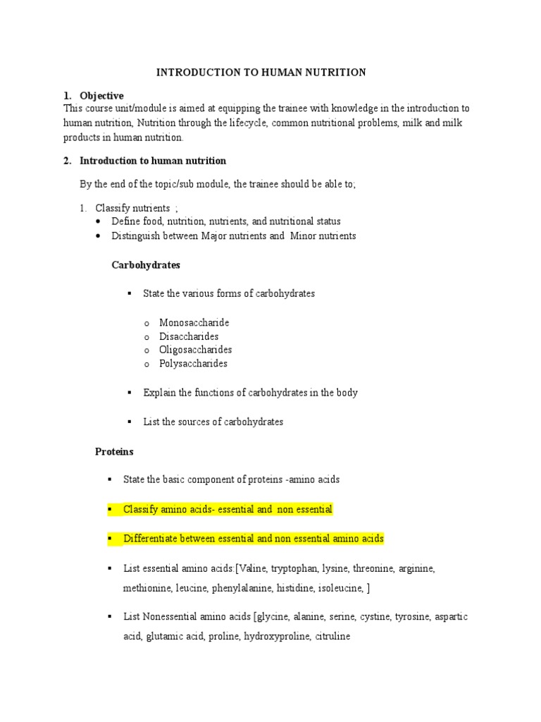 Introduction To Human Nutrition - Diploma | Download Free PDF ...