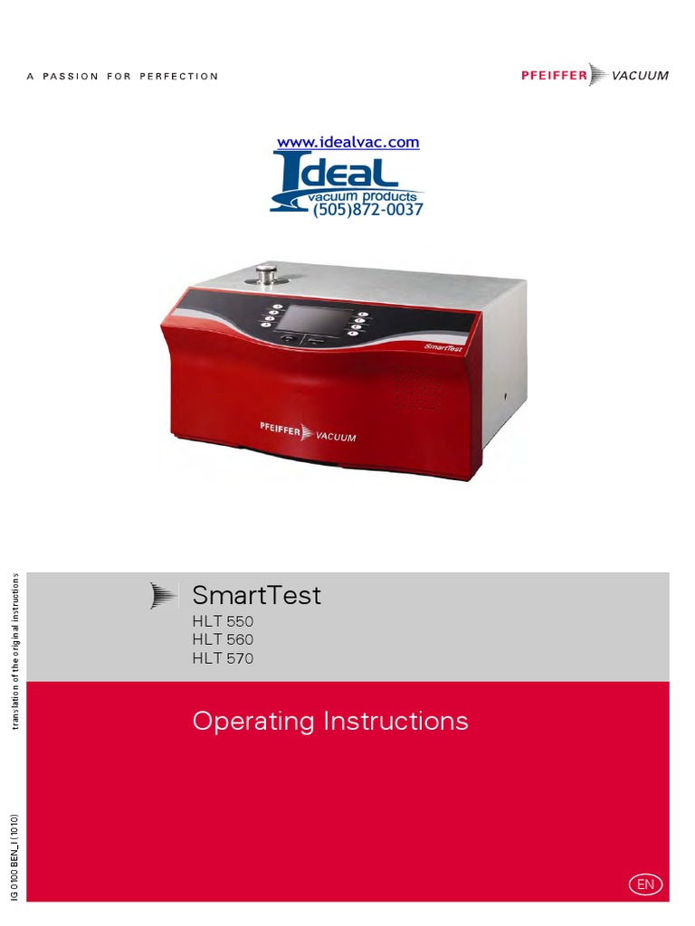 Pfeiffer Vacuum - SmartTest HLT 550, HLT 560 and HLT 570 Operating ...
