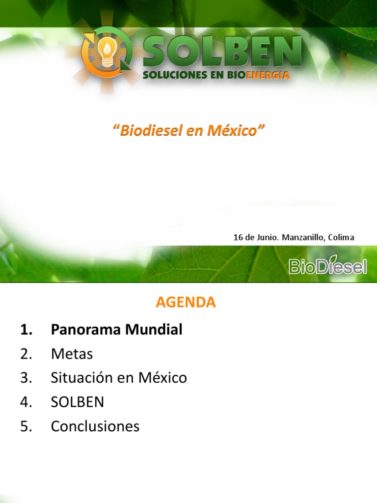 SOLBEN | PDF | Biodiésel | Biocombustible