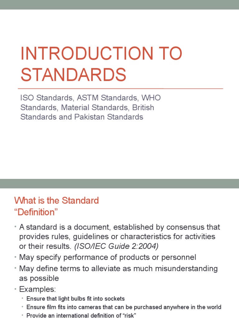 Introduction To Standards | PDF | Standards Organization | Standardization