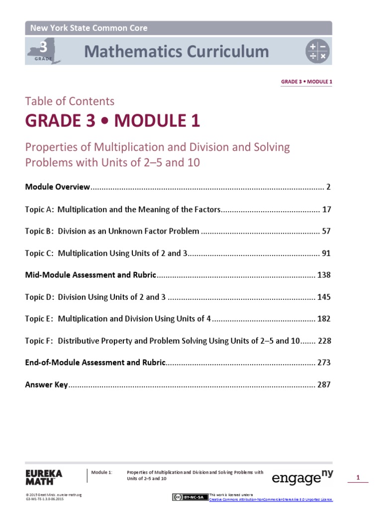 Math g3 m1 Full Module | PDF | Multiplication | Common Core State Standards Initiative